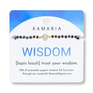 KAMARIA Lumira Mini Pearl & Gemstone Adjustable Bracelet With Miyuki Beads Lapis - Blue