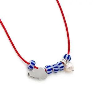 THE PHEIA Cloud Charm Adjustable Cord Necklace - Silver
