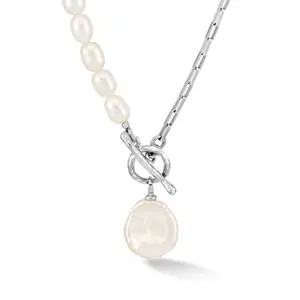 DOWER & HALL Keshi Charm Drop Pearl Luna Necklace In Sterling - Silver
