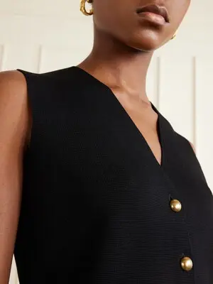 Max Mara Gola Grain De Poudre Vest - Black