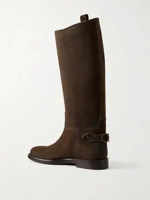 Burberry Buckled Suede Knee Boots