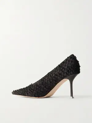 CHRISTEN Helix 75 Frayed Fish Skin Pumps