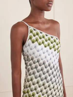 Missoni One-shoulder Metallic Crochet-knit Mini Dress - Multi