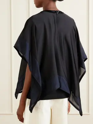 Sacai Layered Cotton-trimmed Satin Blouse