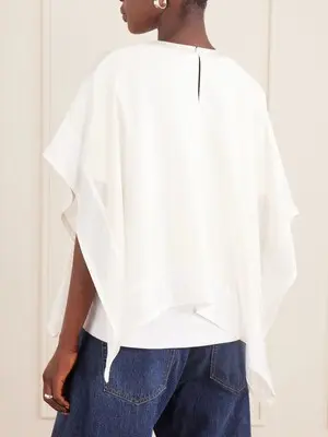 Sacai Layered Cotton-trimmed Satin Blouse - Neutrals