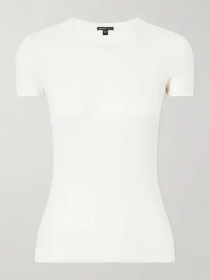 JAMES PERSE Ribbed Cotton And Cashmere-blend T-shirt - Neutrals