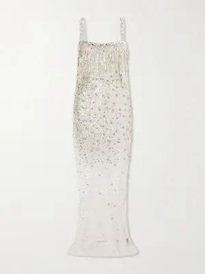 Jenny Packham Iris Embellished Cape-effect Georgette Gown