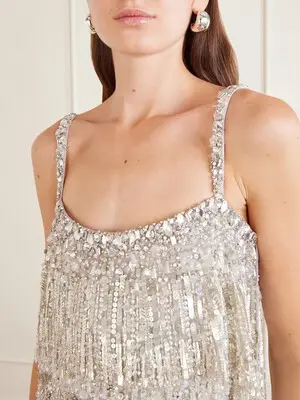 Jenny Packham Iris Embellished Cape-effect Georgette Gown