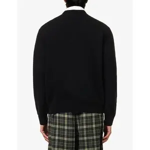 Loewe Crewneck Wool Jumper With Anagram Embroidery - Black
