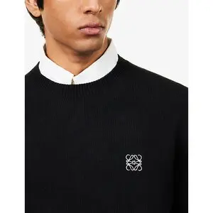 Loewe Crewneck Wool Jumper With Anagram Embroidery - Black