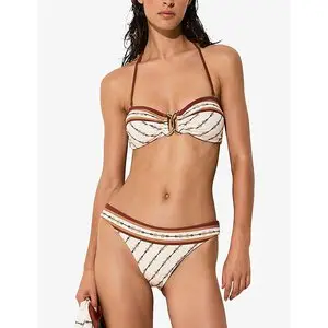 REISS Chain-print Bandeau Bikini Top