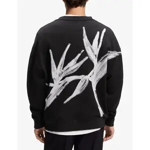 Hugo Oversized Cotton Sweatshirt With Embroidered Logo And Graphic Print