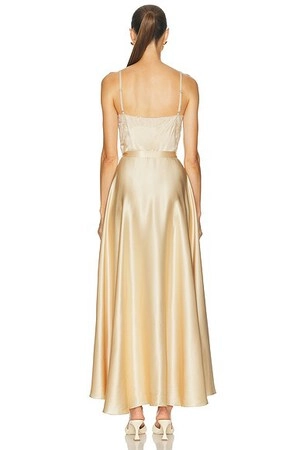 MIRROR PALAIS Lace Silk Midi Dress