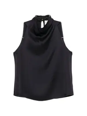 FORTE_FORTE Satin Turtle-neck Top - Blue