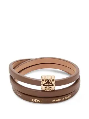 Loewe Anagram Bombé Leather Bracelet - Brown