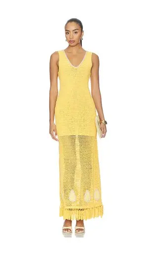 THE WOLF GANG Naia Crochet Maxi Dress In . Also - Yellow