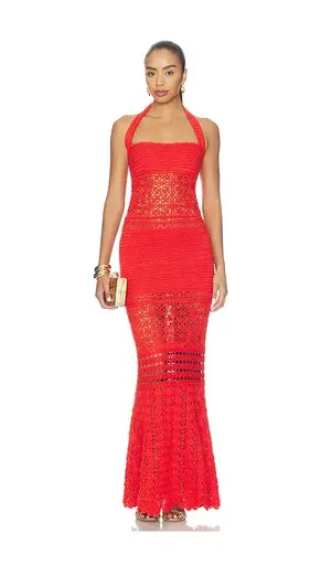 Retrofete Peggie Crochet Dress In . Also - Red