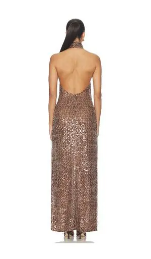 SAU LEE Gracie Sequin Halterneck Gown