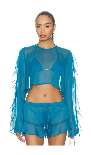 SHANI SHEMER Cropped Shirt With Tiered Sleeves