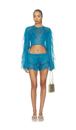 SHANI SHEMER Cropped Shirt With Tiered Sleeves