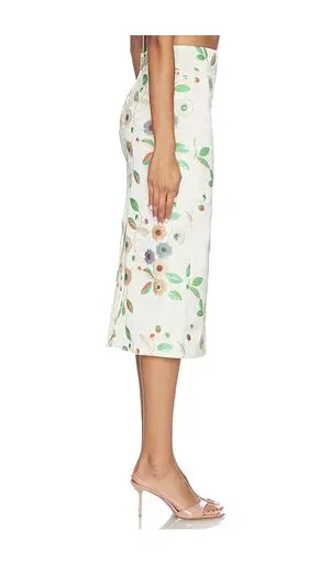 Alexis Embellished Crepe Midi Skirt