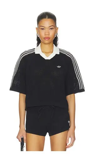 ADIDAS ORIGINALS Knitted Crochet Polo In . Also - Black