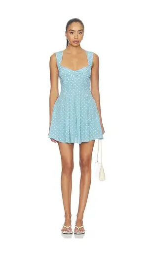 For Love & Lemons August Mini Dress Polka Dot - Blue