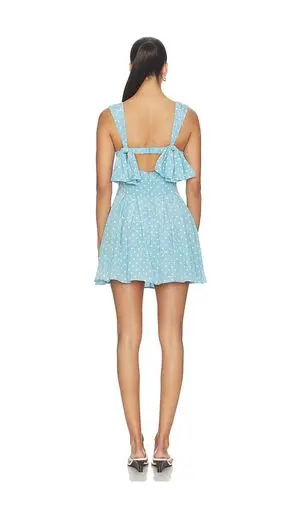 For Love & Lemons August Mini Dress Polka Dot - Blue