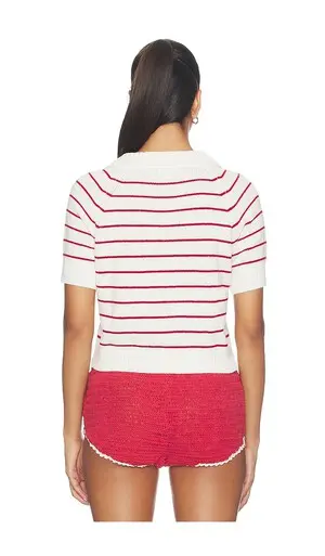 For Love & Lemons Betsy Striped Polo Tee In . Also