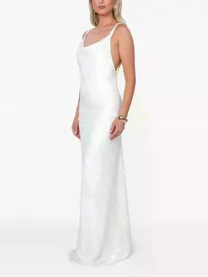 ROSERRY Margot Sequin-embellished Cowl-neck Maxi Dress - White