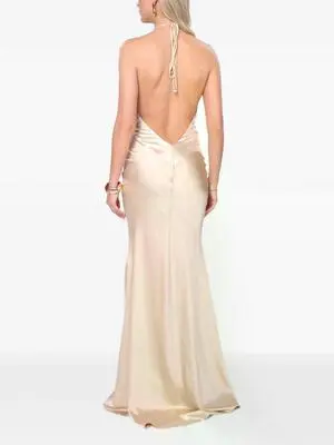 ROSERRY Ibiza Cowl-neck Halterneck Maxi Dress - Neutrals