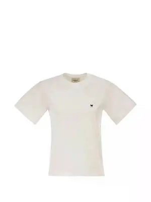Max Mara Embroidered-logo Jersey T-shirt - Neutrals