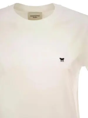 Max Mara Embroidered-logo Jersey T-shirt - Neutrals
