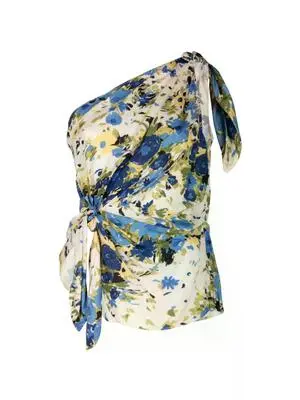 A.L.C. Elliana Floral-print One-shoulder Blouse - Neutrals