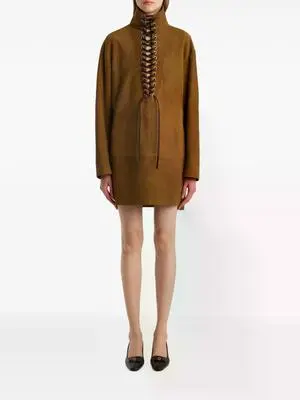 Khaite Suede Lace-up Dress - Brown