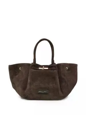 ADRIANNA FERETTI Suede Logo-patch Tote Bag - Brown