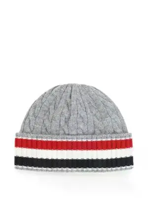 Thom Browne Cable-knit Striped Beanie Hat