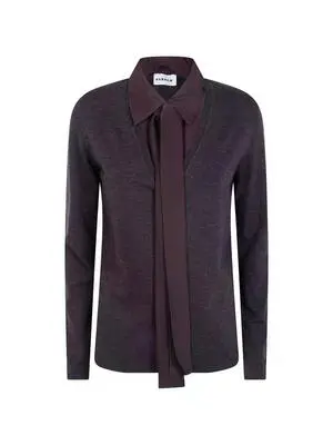 P.a.r.o.s.h Pussy-bow Layered-effect Sweater - Brown