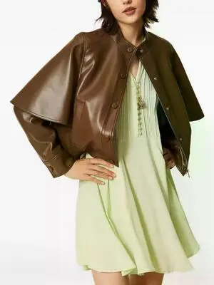 TWINSET Leather Cape-style Jacket - Brown