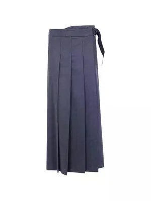 P.a.r.o.s.h Pleated Buckle-fastening Midi Skirt - Grey