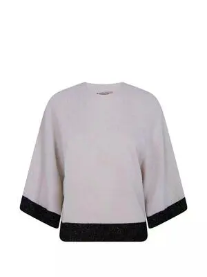 TWINSET Lurex-knit Raglan-sleeve Sweater - Neutrals