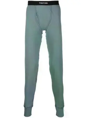 TOM FORD Logo-waistband Cotton Lounge Pants - Blue