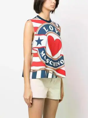 Moschino Heart Logo Print Sleeveless Tank Top