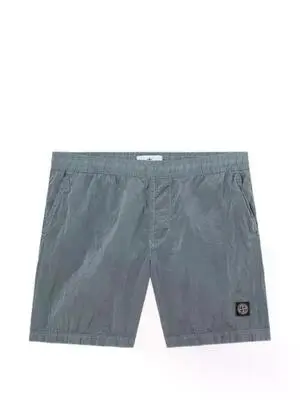 Stone Island Logo-patch Crinkled Shorts - Blue