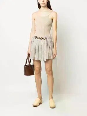 Alberta Ferretti Stone-detailing Pleated Miniskirt