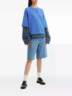 MARINE SERRE Layered-sleeve Moon-patch T-shirt