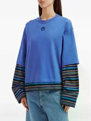 MARINE SERRE Layered-sleeve Moon-patch T-shirt