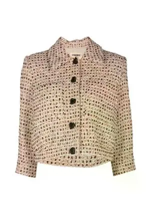 L'Agence Jia Cropped Tweed Jacket - Neutrals