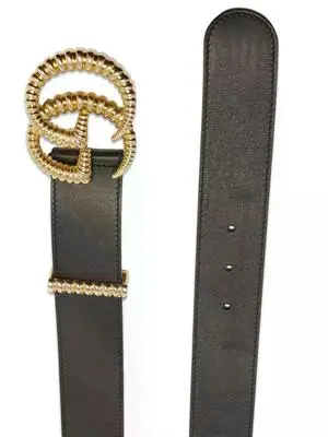 Gucci Gg Marmont Torchon Leather Belt - Black