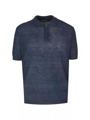 Corneliani Zip-fastening Knitted Polo Shirt - Blue